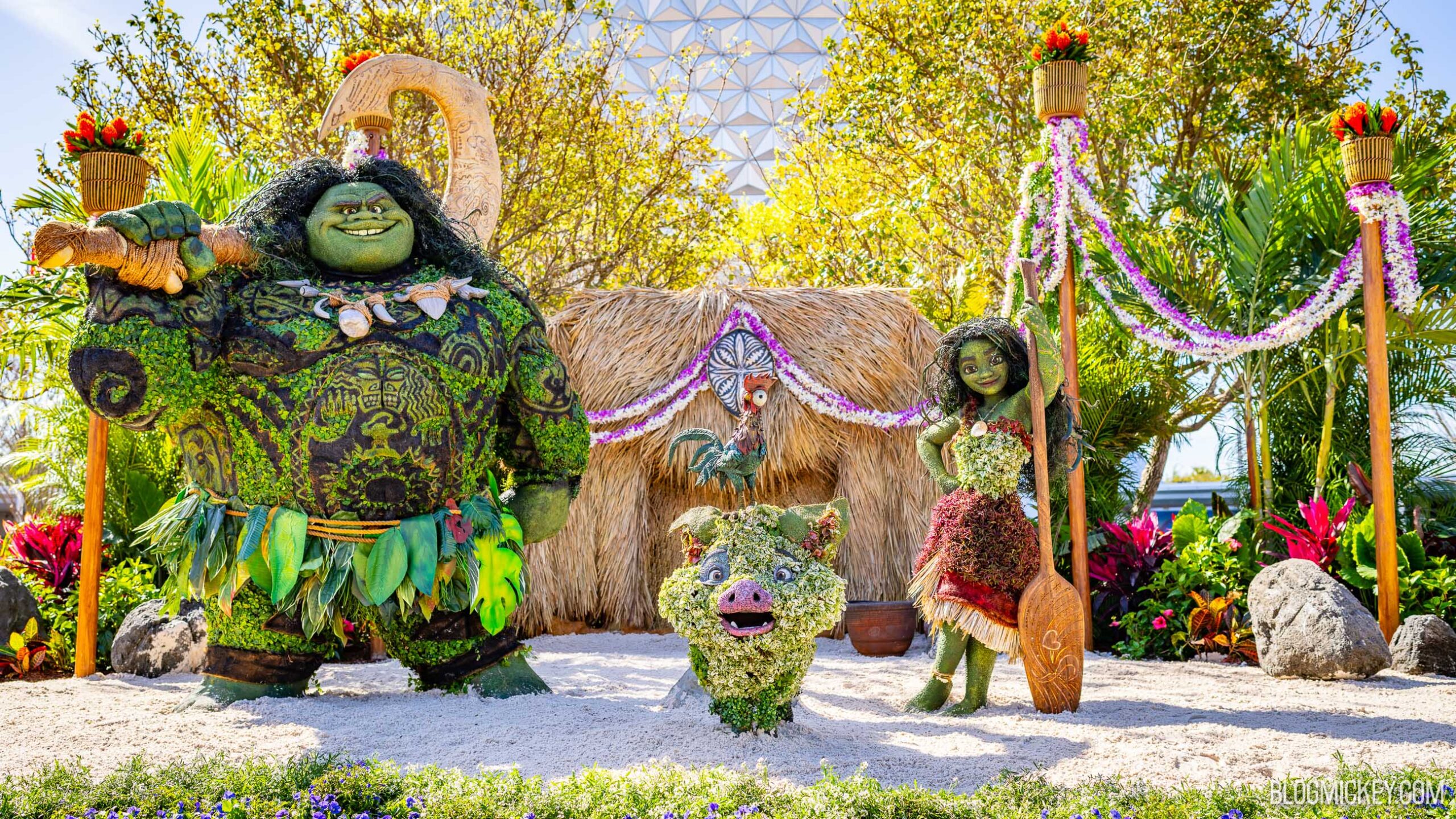 All-New, Instantly Popular 'Moana 2' Topiary Display Featuring Moana, Maui, Demigod Magic, and ...
