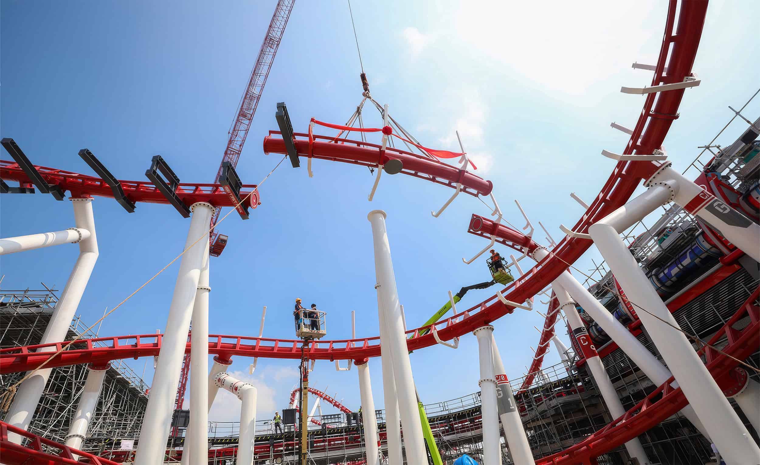 Spider-Man Roller Coaster Track Installation Complete at Shanghai Disney